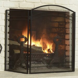 ShelterLogic 90393 Classic Fireplace Metal Screen Hearth Accessory, Black