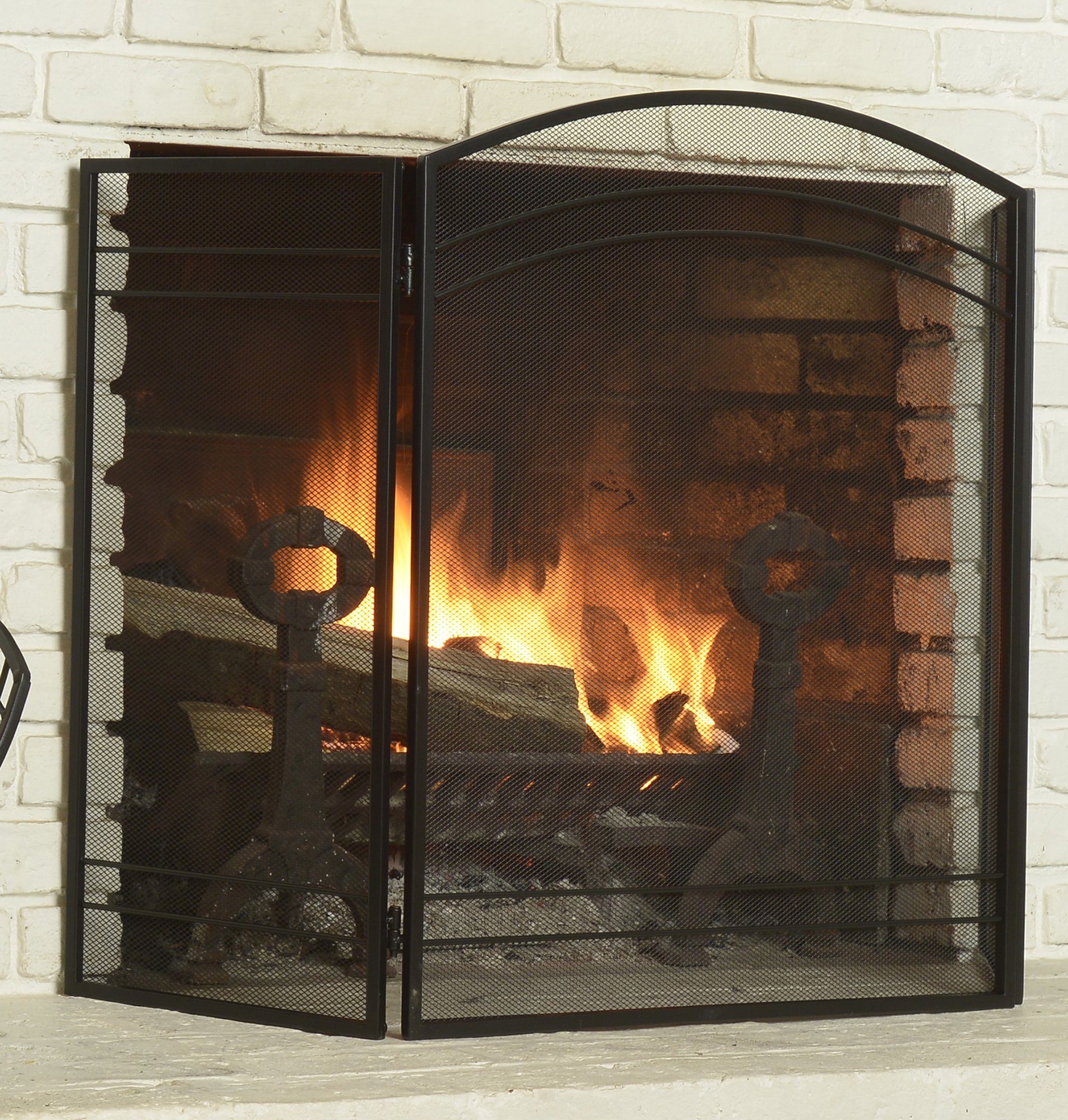 ShelterLogic 90393 Classic Fireplace Metal Screen Hearth Accessory, Black