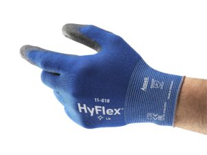 ansell hyflex 11-618 nylon light duty multi-purpose glove with knitwrist, abrasion/cut resistant, size 7, blue (pack of 12 pair)