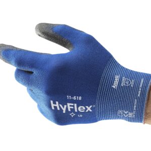 Ansell HyFlex 11-618 Nylon Light Duty Multi-Purpose Glove with Knitwrist, Abrasion/Cut Resistant, Size 7, Blue (Pack of 12 Pair)