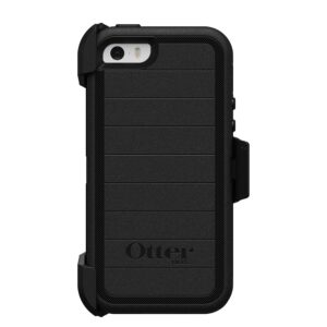 otterbox iphone se (1st gen - 2016) and iphone 5/5s defender series case - 2016) and iphone 5/5s only - black, rugged & durable, with port protection, includes holster clip kickstand