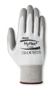 ansell hyflex 11-644 polyethylene light duty safety glove with knitwrist, abrasion/cut resistant, size 9, gray (pack of 12 pair)