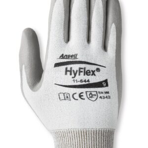 Ansell HyFlex 11-644 Polyethylene Light Duty Safety Glove with Knitwrist, Abrasion/Cut Resistant, Size 9, Gray (Pack of 12 Pair)