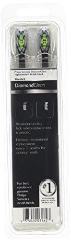 Philips Sonicare Genuine DiamondClean Replacement Brush Heads, Black, 2 Pack, HX6062/94