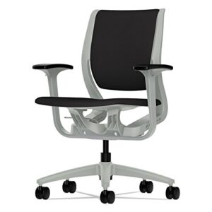 HON Purpose Platinum Shell Mid-Back Chair with Adjustable Arms for Office or Computer Desk, Black Fabric