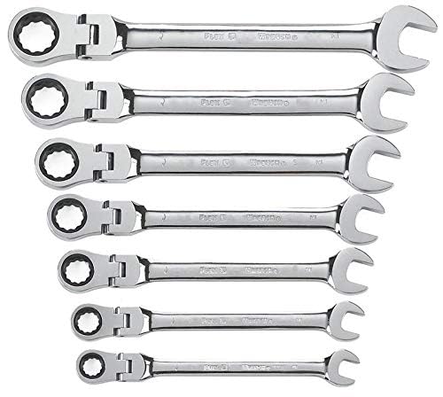 XtremepowerUS 7-Piece Flex-Head Ratcheting Combination Wrench Set, Wrenches with 72-Tooth, SAE 3/8" To 3/4" Set