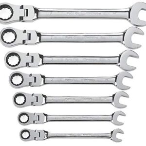 XtremepowerUS 7-Piece Flex-Head Ratcheting Combination Wrench Set, Wrenches with 72-Tooth, SAE 3/8" To 3/4" Set