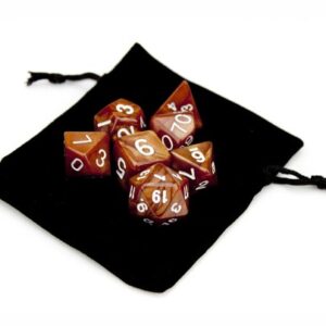 Wiz Dice 7 Die Polyhedral Dice Set - Copper Sands (Brown Glitter) with Velvet Pouch