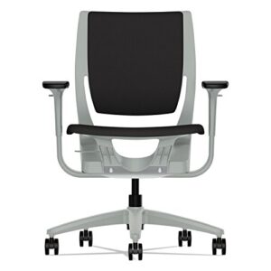 HON Purpose Platinum Shell Mid-Back Chair with Adjustable Arms for Office or Computer Desk, Black Fabric