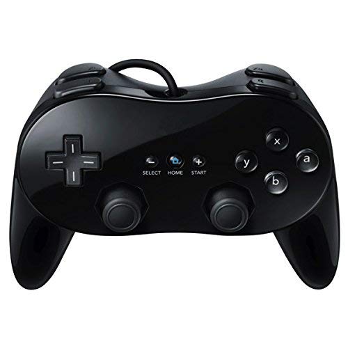 OSTENT Wired Classic Controller Pro Gamepad Joystick for Nintendo Wii Remote Console Video Game Color Black