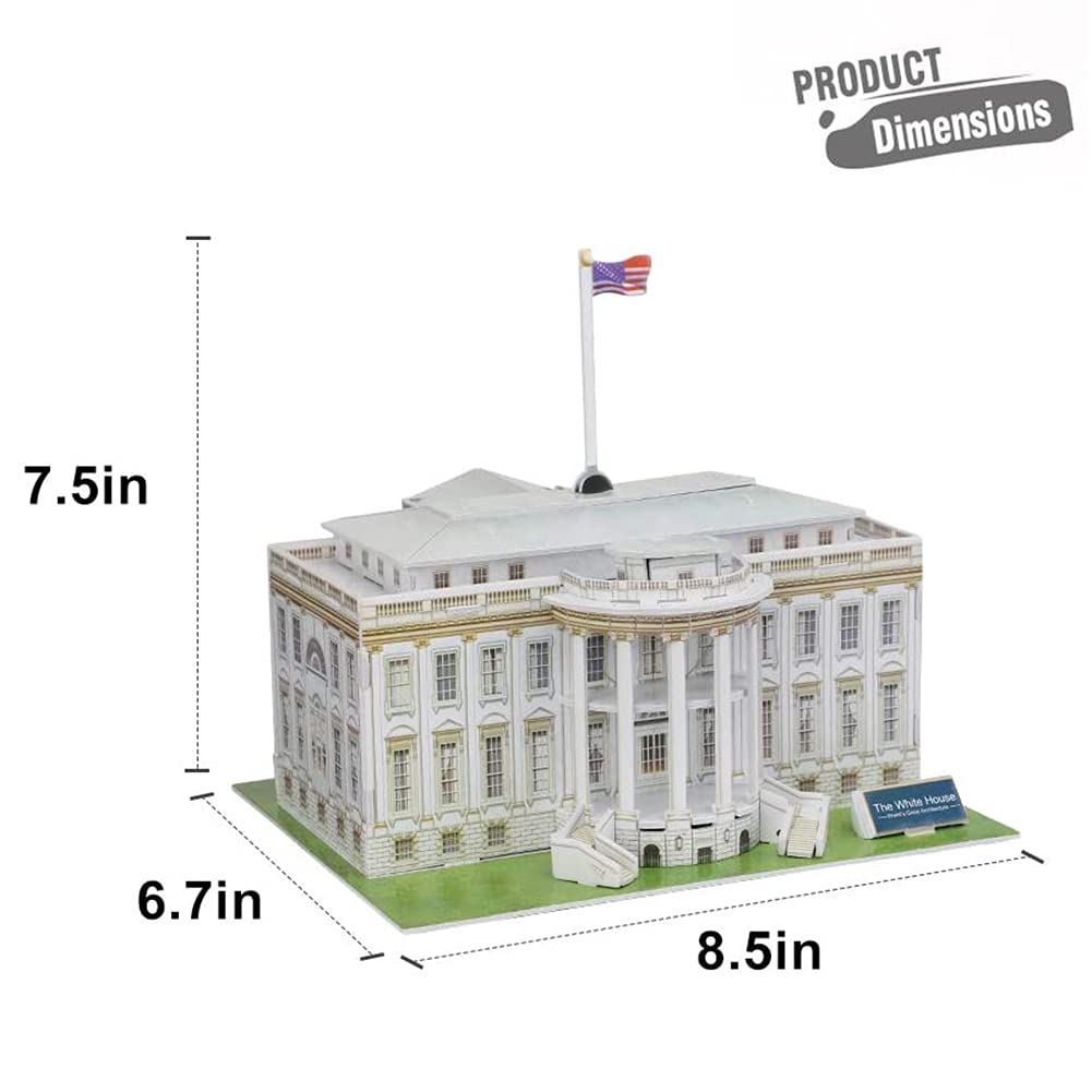 Liberty Imports The White House 3D Puzzle - Architectural Puzzles for Adults and Kids - Building Model DIY Kit, 35 Pieces