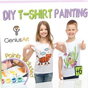 Genius Art DIY T-Shirt Painting - Girls and Boys Arts and Crafts Toys - Stocking Stuffers for Kids