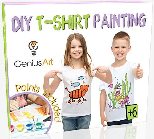 Genius Art DIY T-Shirt Painting - Girls and Boys Arts and Crafts Toys - Stocking Stuffers for Kids