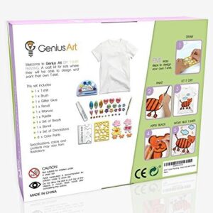 Genius Art DIY T-Shirt Painting - Girls and Boys Arts and Crafts Toys - Stocking Stuffers for Kids