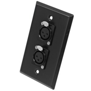 seismic audio speakers dual xlr female connectors, black stainless steel wall plate