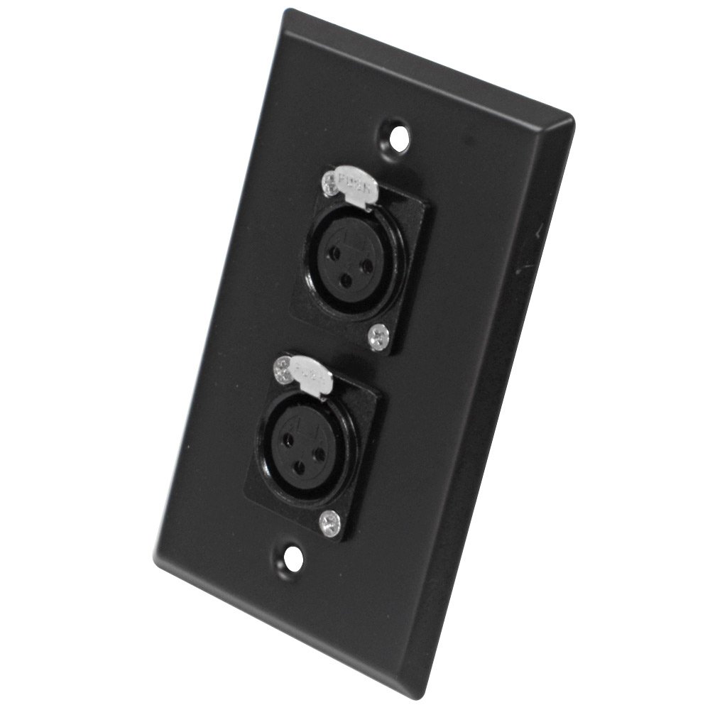 Seismic Audio Speakers Dual XLR Female Connectors, Black Stainless Steel Wall Plate