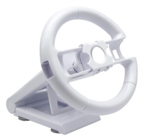 ostent multi-angle racing game steering wheel stand for nintendo wii console controller color white