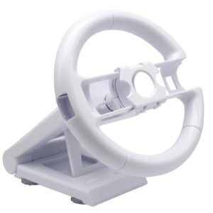 OSTENT Multi-angle Racing Game Steering Wheel Stand for Nintendo Wii Console Controller Color White