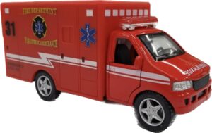 kinsmart rescue team ambulance 5" die cast metal cabin w/pullback action