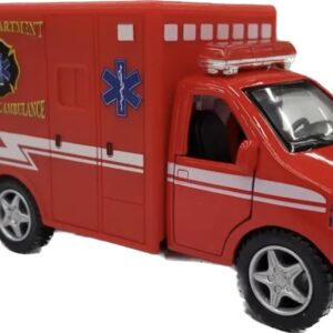 KiNSMART Rescue Team Ambulance 5" Die Cast Metal Cabin w/Pullback Action