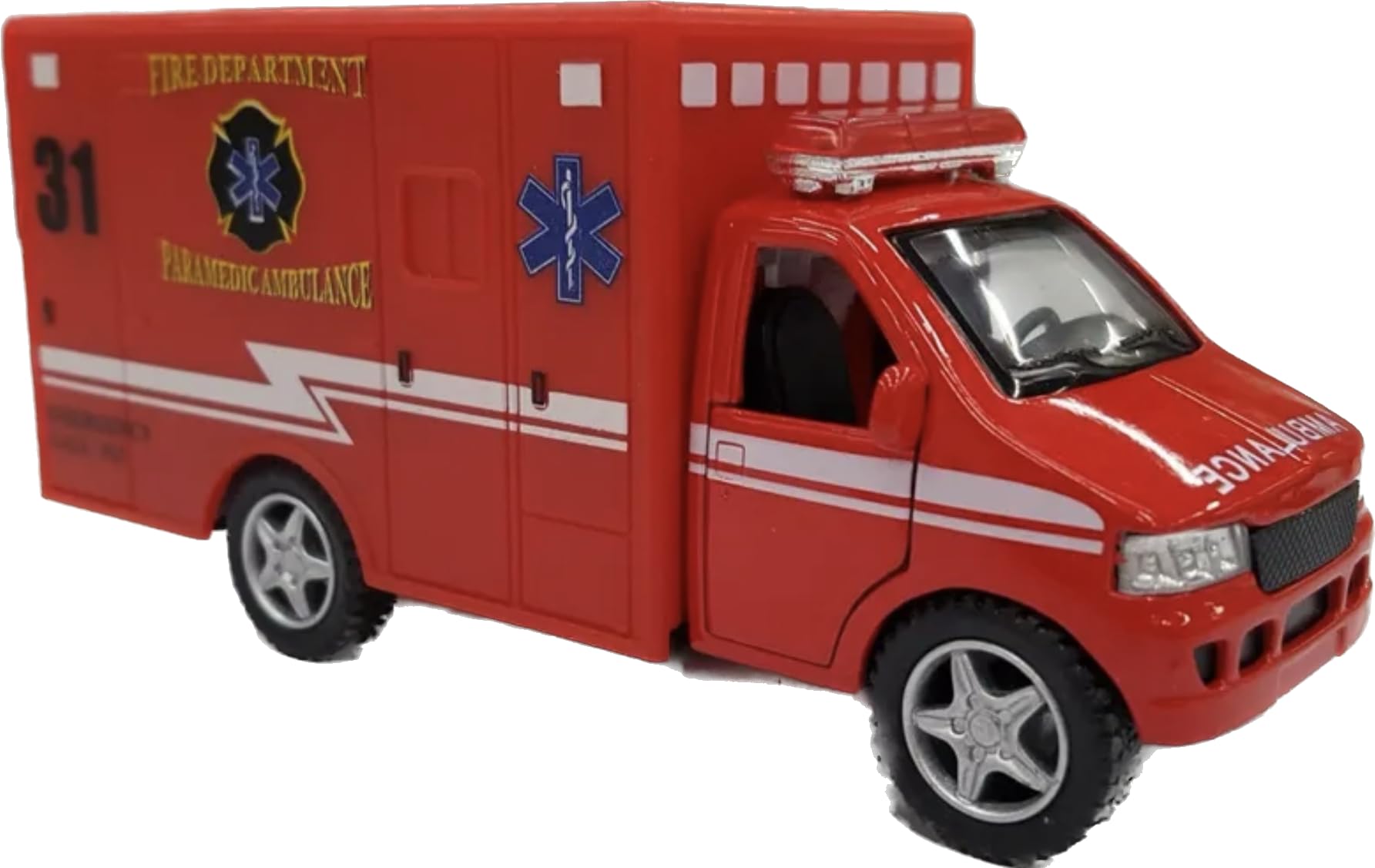 KiNSMART Rescue Team Ambulance 5" Die Cast Metal Cabin w/Pullback Action