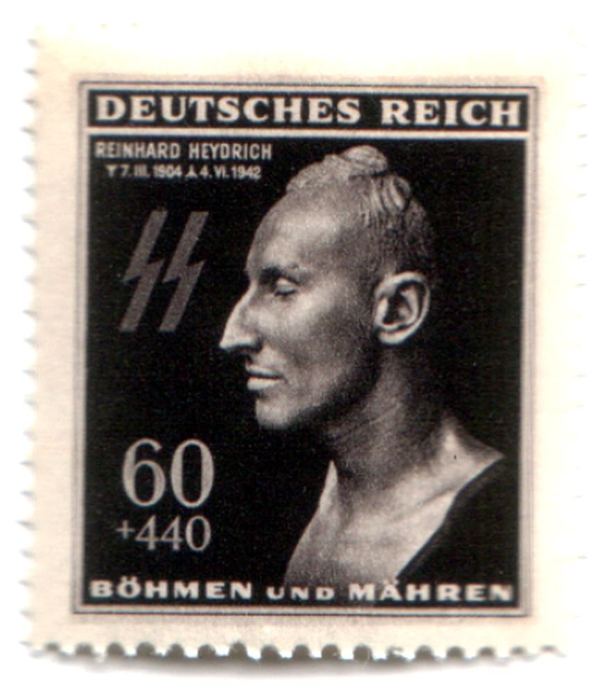 German WWII Nazi MNH Stamp SS Heydrich Death Mask Mnh Pristine Bright Scarce Y