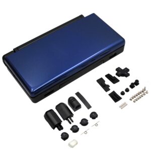 ostent full repair parts replacement housing shell case kit for nintendo ds lite ndsl (blue and black)