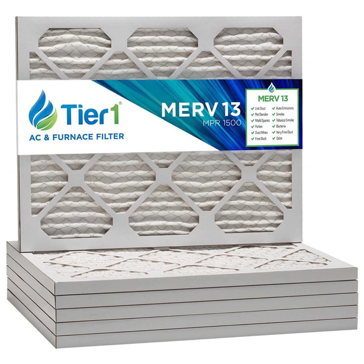 Tier1 21-1/2x23-1/2x1 Merv 13 Pleated Air/Furnace Filter -6 Pack