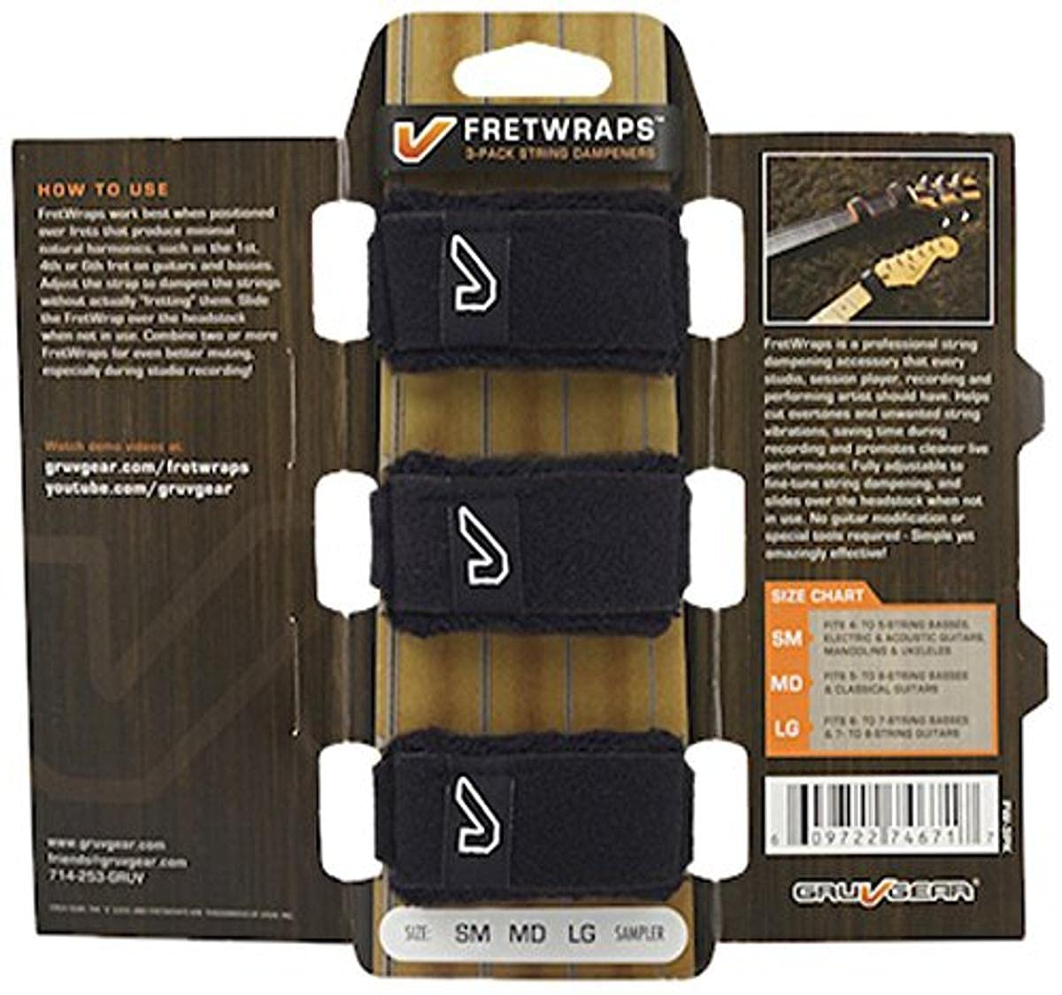 Gruv Gear FretWraps 3-Pack String Muters, Small, Black