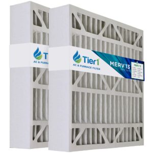 tier1 20x20x5 merv 13 replacement for goodman mu2020 / m2-1056 air filter 2 pack (actual size: 20.25 x 20.75x 5.25)