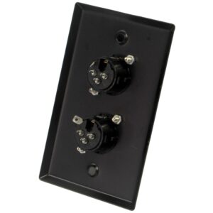 Seismic Audio Speakers Dual XLR Female Connectors, Black Stainless Steel Wall Plate