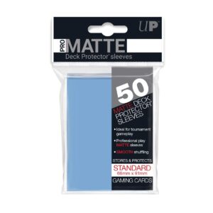 ultra pro 50ct pro-matte light blue standard deck protectors