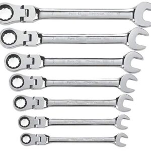 XtremepowerUS 7-Piece Flex-Head Ratcheting Combination Wrench Set, Wrenches with 72-Tooth, SAE 3/8" To 3/4" Set