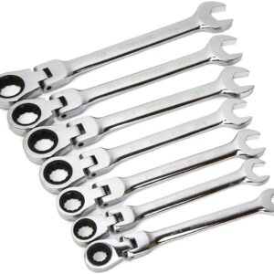 XtremepowerUS 7-Piece Flex-Head Ratcheting Combination Wrench Set, Wrenches with 72-Tooth, SAE 3/8" To 3/4" Set