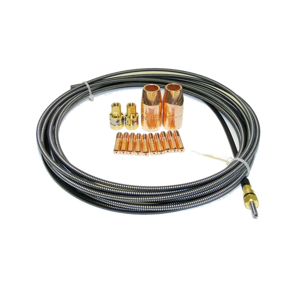 WeldingCity MIG Welding Gun .035" Accessory Kit M33L (Contact Tip-Gas Nozzle-Gas Diffuser-Liner) for Miller M-series M-100/150 (M-10/15) and Hobart H-series MIG Guns Up To 150A