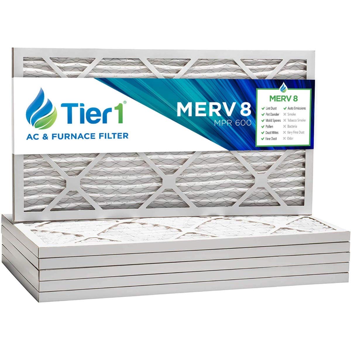 Tier1 10x24x1 Merv 8 Pleated Air/Furnace Filter -6 Pack