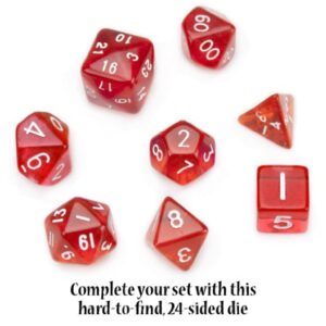 Wiz Dice 24 Sided Translucent Red with White Numbers Polyhedral Dice