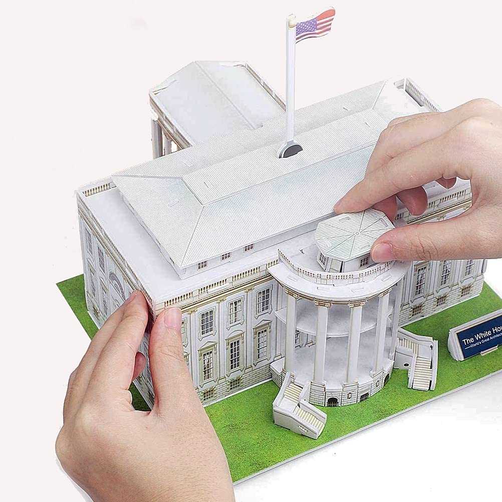 Liberty Imports The White House 3D Puzzle - Architectural Puzzles for Adults and Kids - Building Model DIY Kit, 35 Pieces