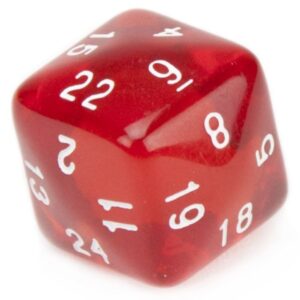 wiz dice 24 sided translucent red with white numbers polyhedral dice