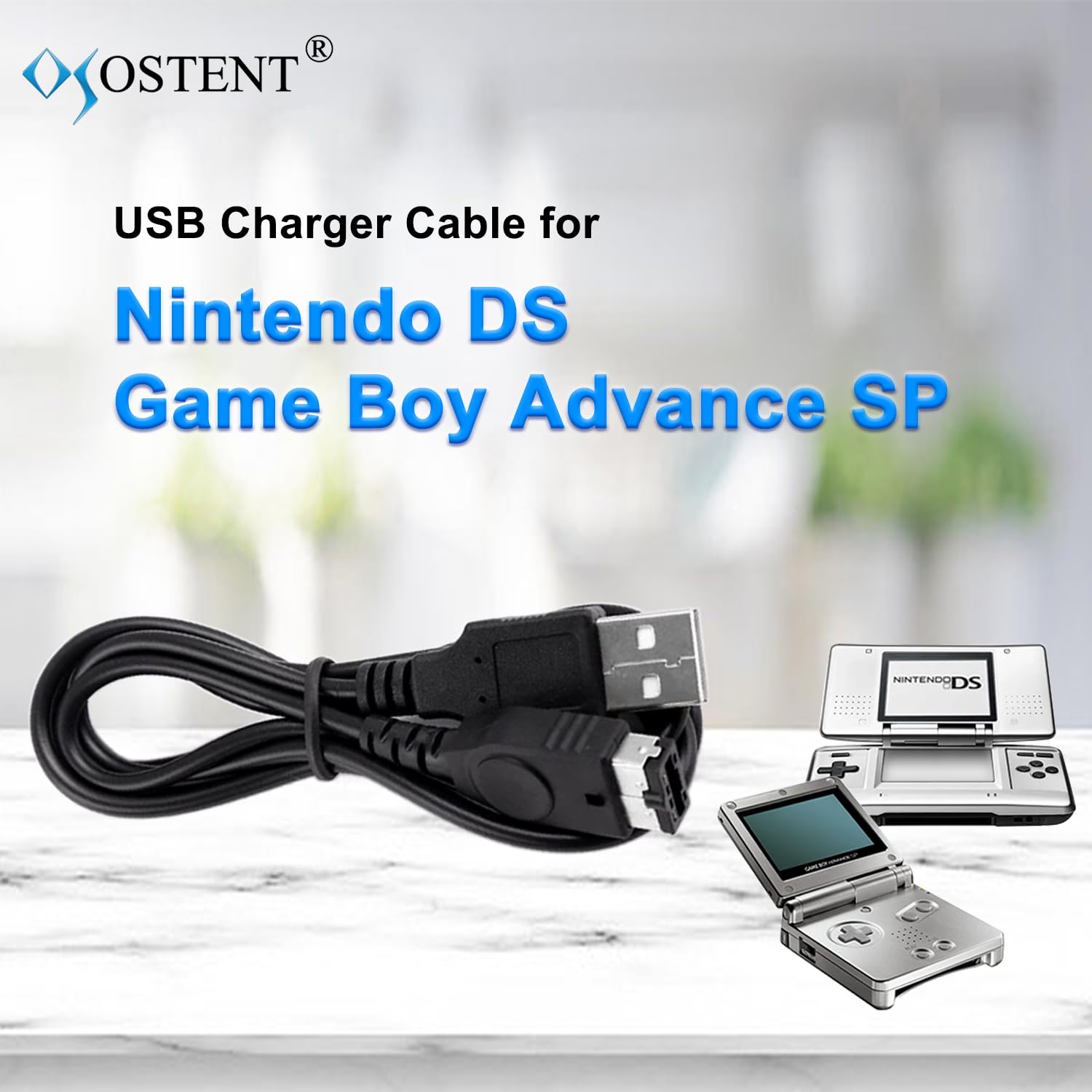 OSTENT USB Power Supply Charger Cable for Nintendo DS NDS GBA Game Boy Advance SP