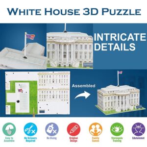 Liberty Imports The White House 3D Puzzle - Architectural Puzzles for Adults and Kids - Building Model DIY Kit, 35 Pieces