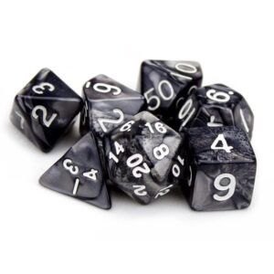 7 Die Polyhedral Dice Set - Smoke (Black Pearl) with Velvet Pouch by Wiz Dice