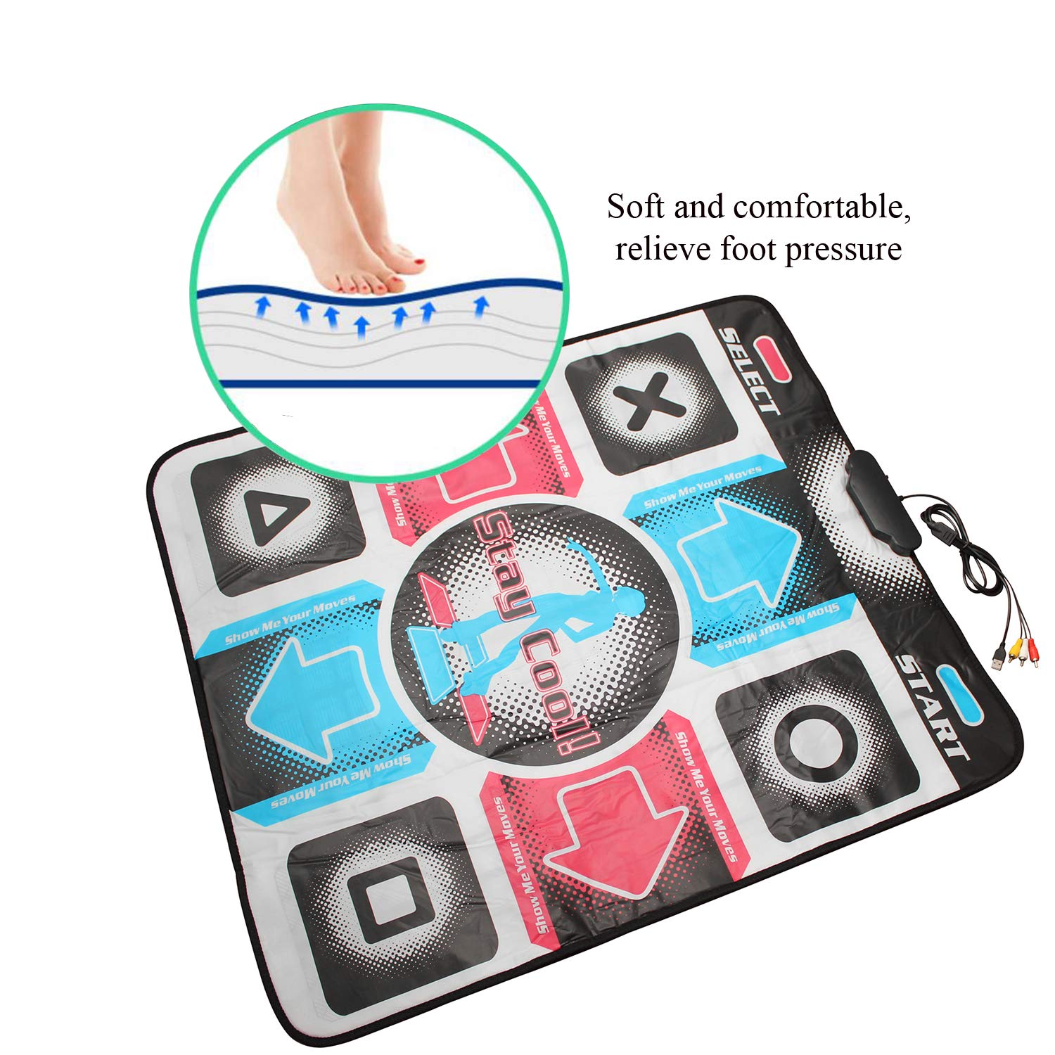 OSTENT USB RCA Non-Slip Dancing Step Dance Mat Pad for PC Computer TV AV Video Game