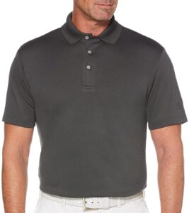 pga tour mens airflux solid mesh short sleeve polo (sizes - 4x) golf shirt, asphalt, x-large us