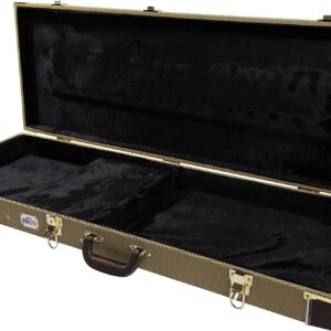 Gearlux Rectangular Electric Guitar Hard Shell Wood Case for Standard-Size Guitars Including Fender Strat/Tele - Tweed