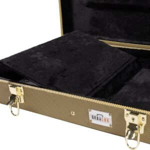 Gearlux Rectangular Electric Guitar Hard Shell Wood Case for Standard-Size Guitars Including Fender Strat/Tele - Tweed