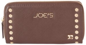 joe's jeans casanova zip around wallet with studs - brown