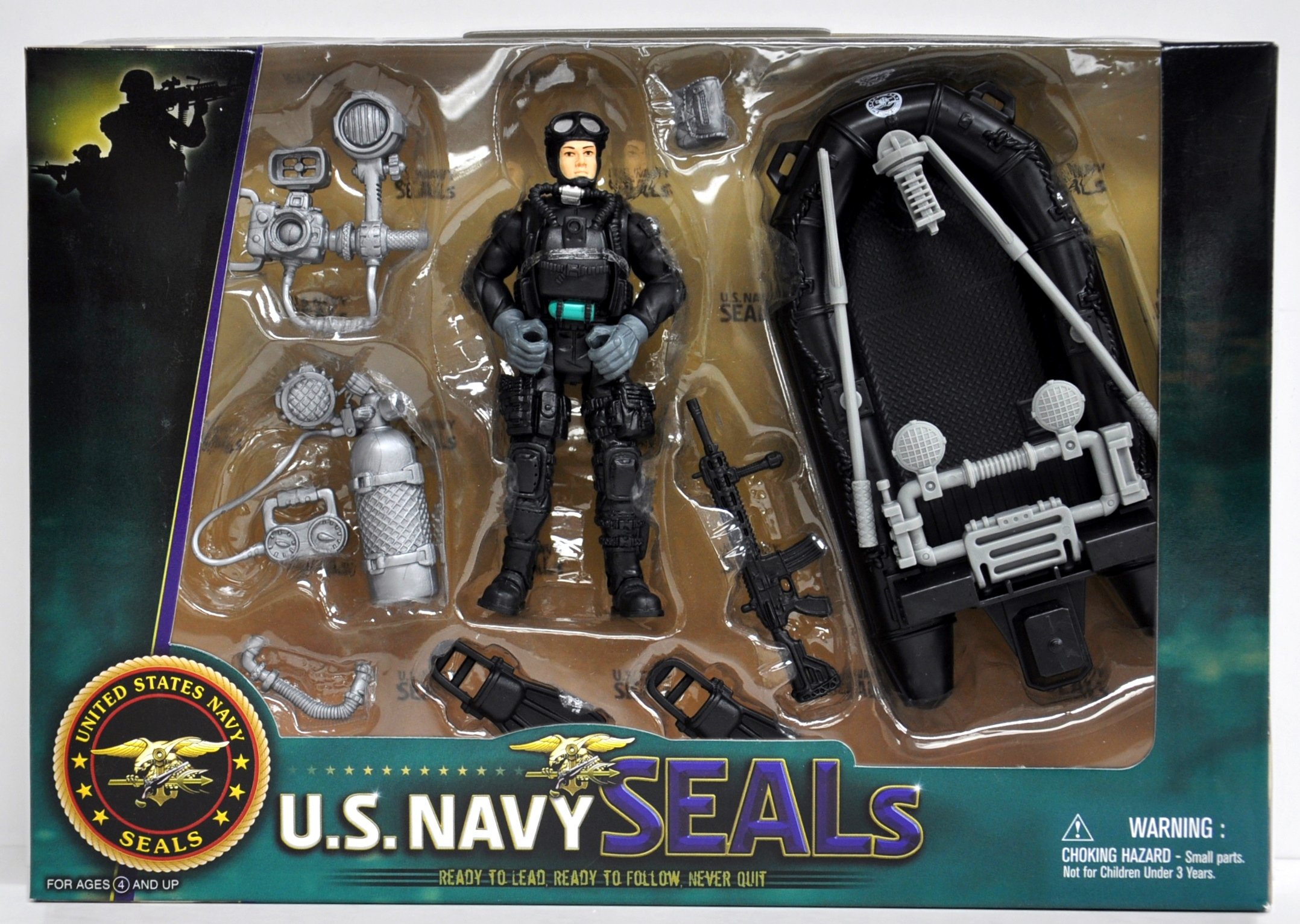 United States Navy Seal Figure Playset with Accessories and Combat Rubber Raiding Craft