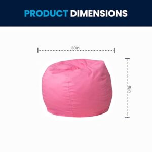 Flash Furniture Dillon Small Bean Bag Chair for Kids and Teens, Foam-Filled Beanbag Chair with Machine Washable Cover, Light Pink