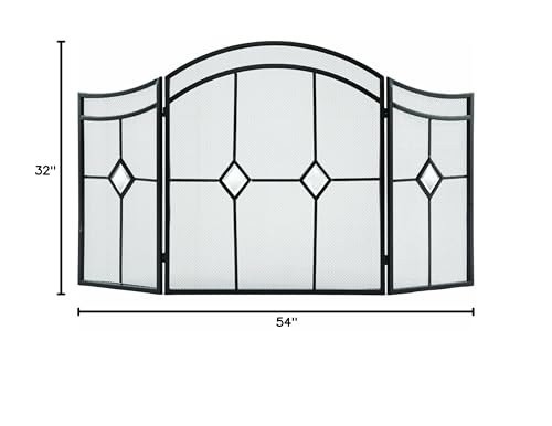 Pleasant Hearth Arched Diamond 3-Panel Fireplace Screen, Espresso Powder Coated